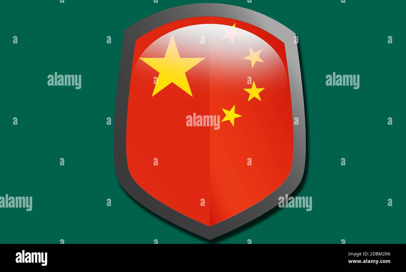 Chinese country flag shield icon, 3d rendering Stock Photo - Alamy