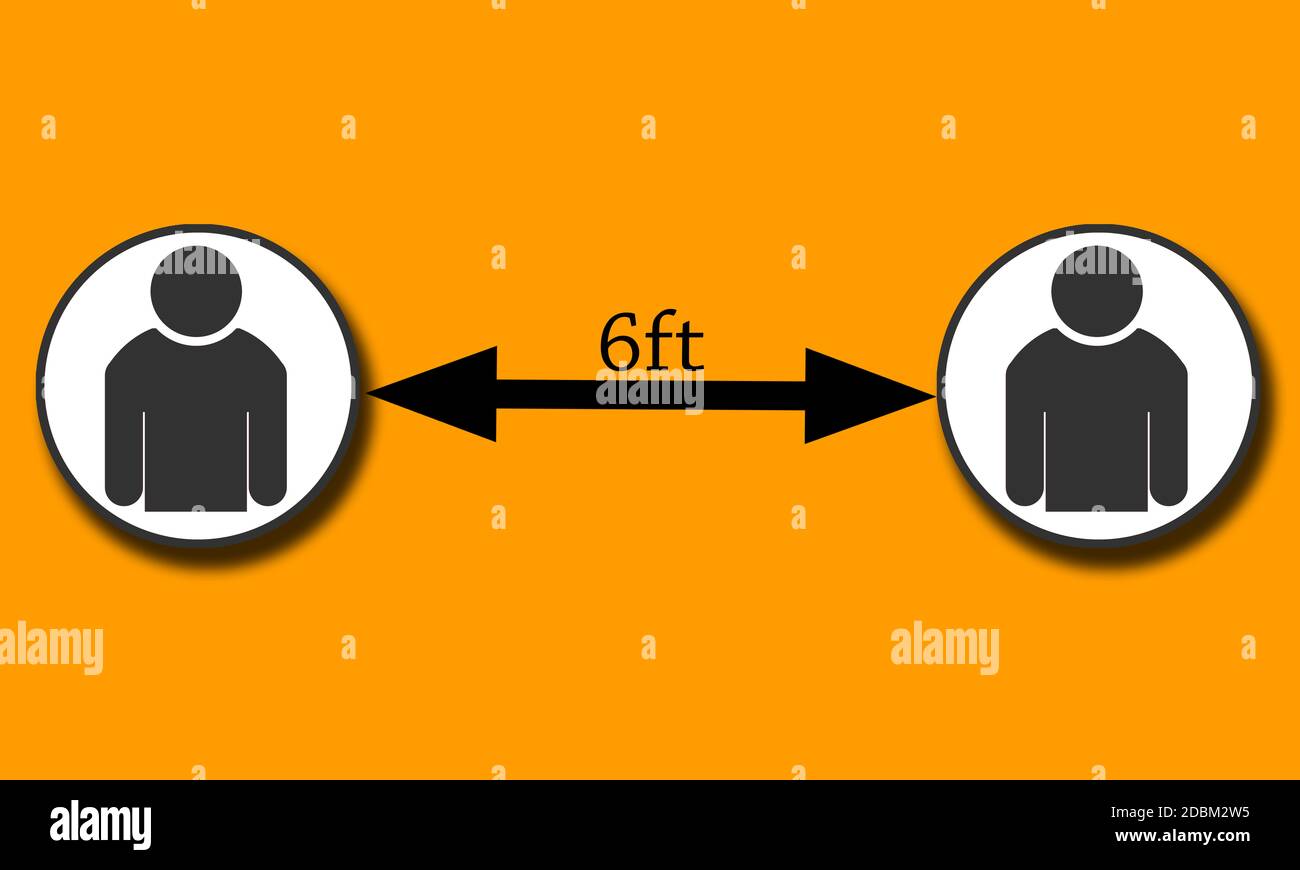 Social distancing icon with 6ft distance, 3d rendering Stock Photo - Alamy