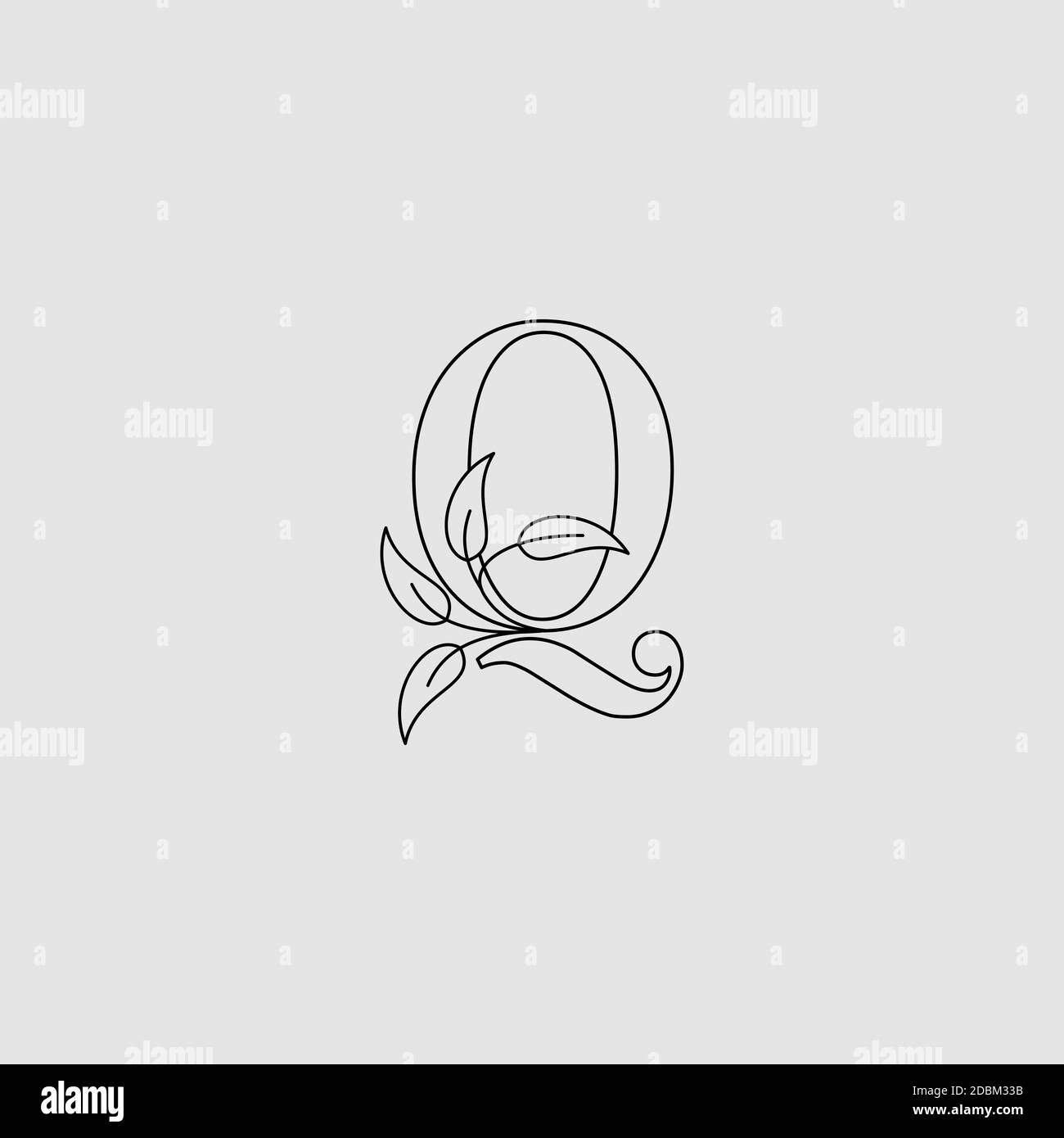 Outline Letter Q Initial Logo Icon Monogram Nature Leaves Template ...