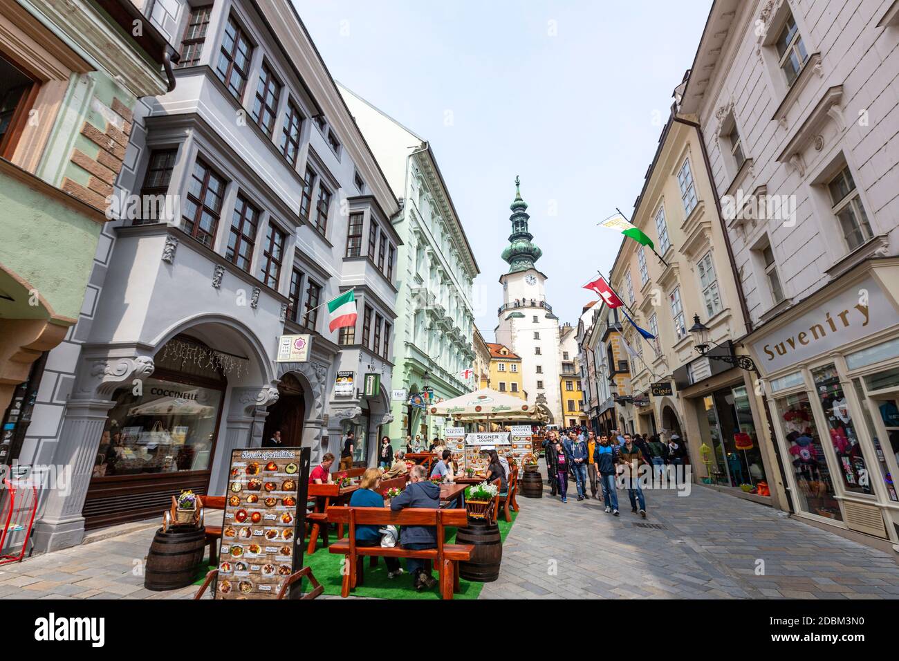 Bar and restaurant terraces in Michalská , Old Town, Bratislava ...