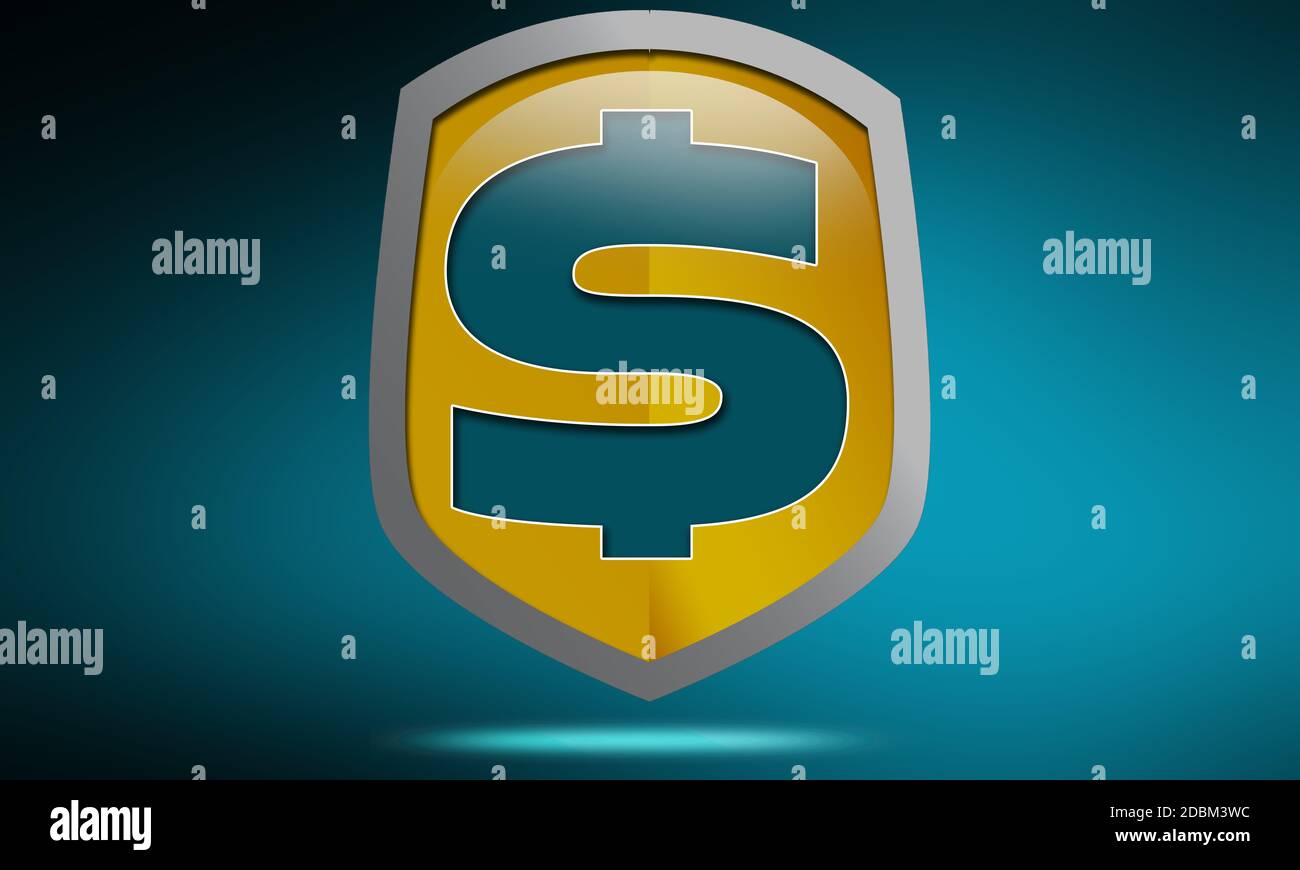 Shield with dollar symbol icon, 3d rendering Stock Photo - Alamy