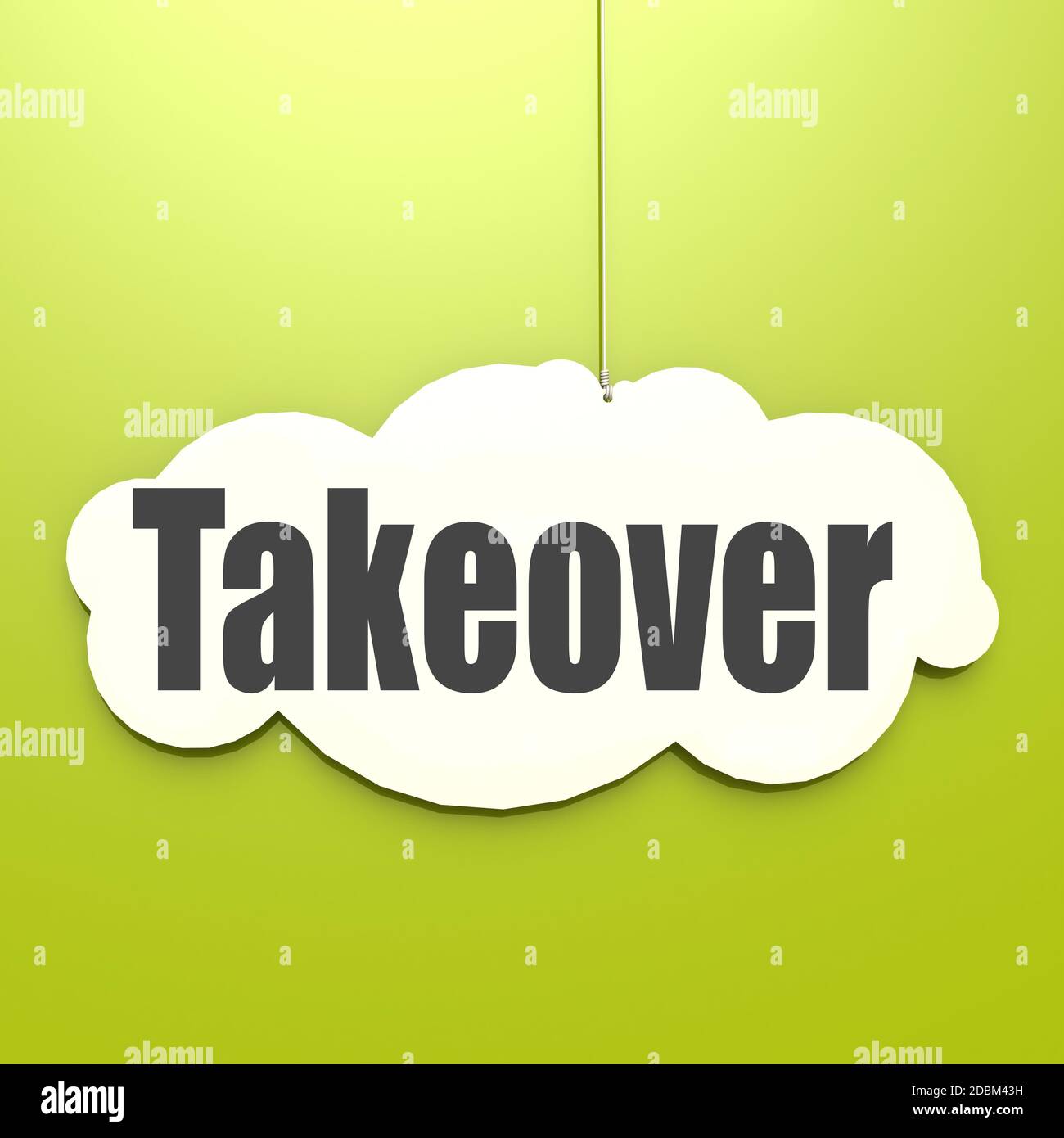 Takeover word on white cloud with green background, 3D rendering Stock ...