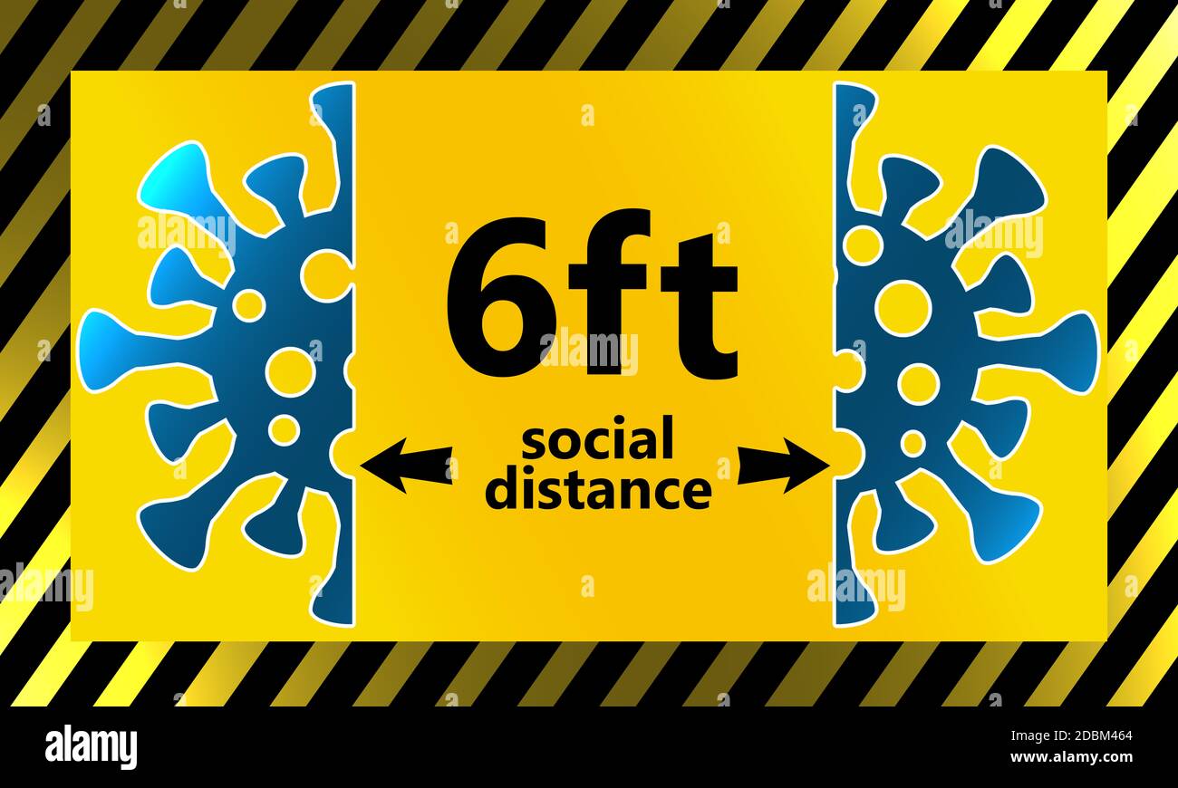 Maintain 6 feet distance for social distance, 3d rendering Stock Photo ...
