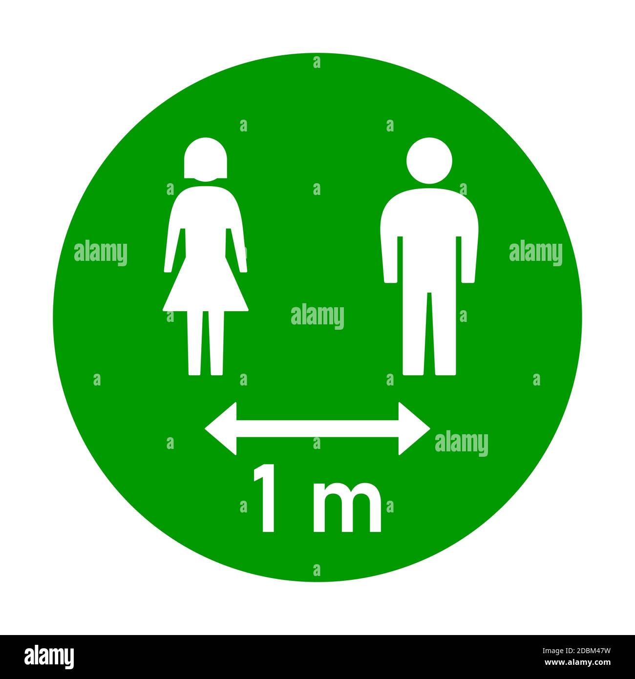 Keep Your Distance 1 m or 1 Metre Round Social Distancing Instruction ...