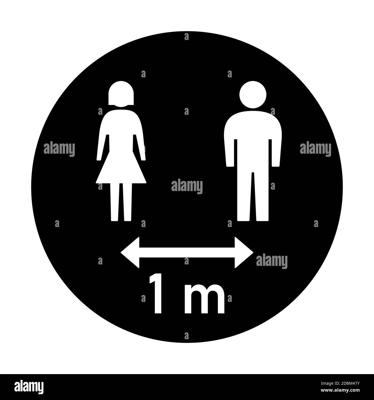 Keep Your Distance 1 m or 1 Metre Round Social Distancing Instruction ...
