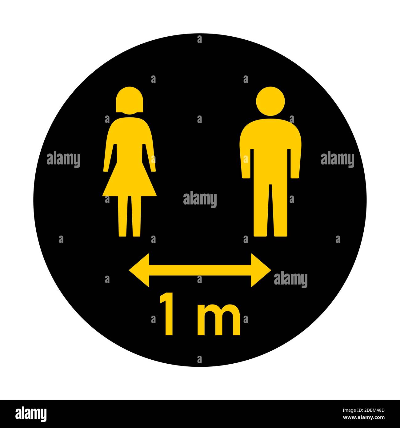 Keep Your Distance 1 m or 1 Metre Round Social Distancing Instruction ...