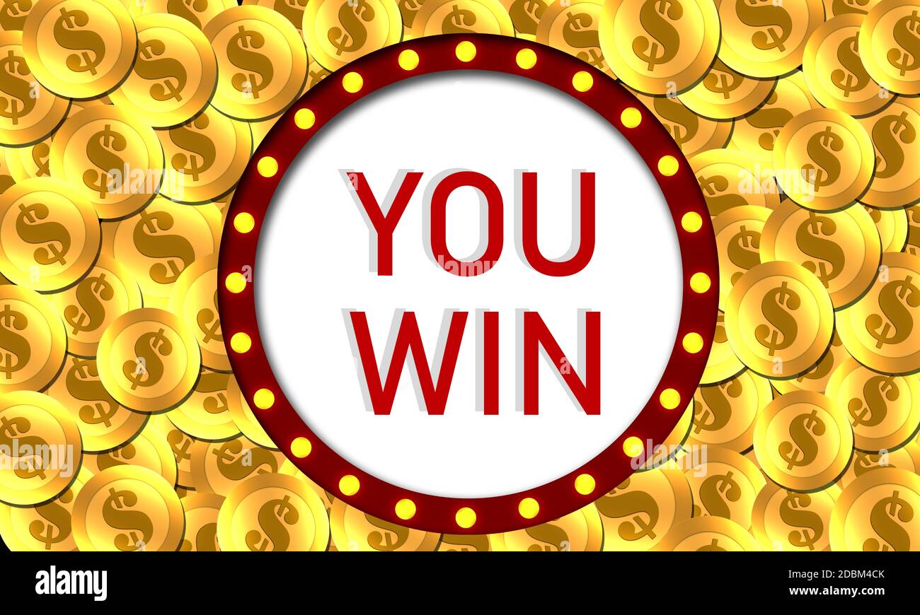 Retro round banner with you win word, 3d rendering Stock Photo - Alamy