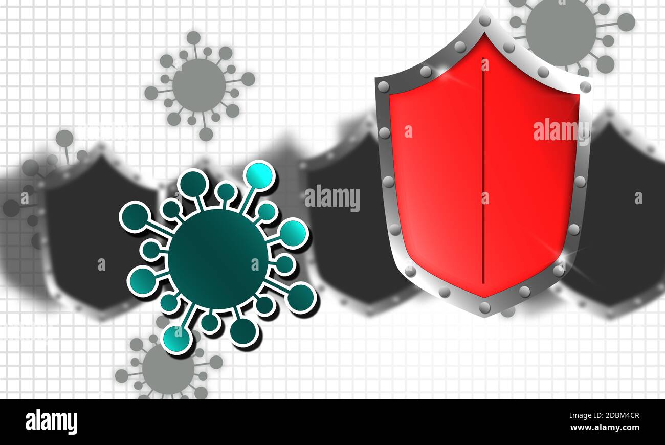 Security shield for virus protection, 3d rendering Stock Photo - Alamy