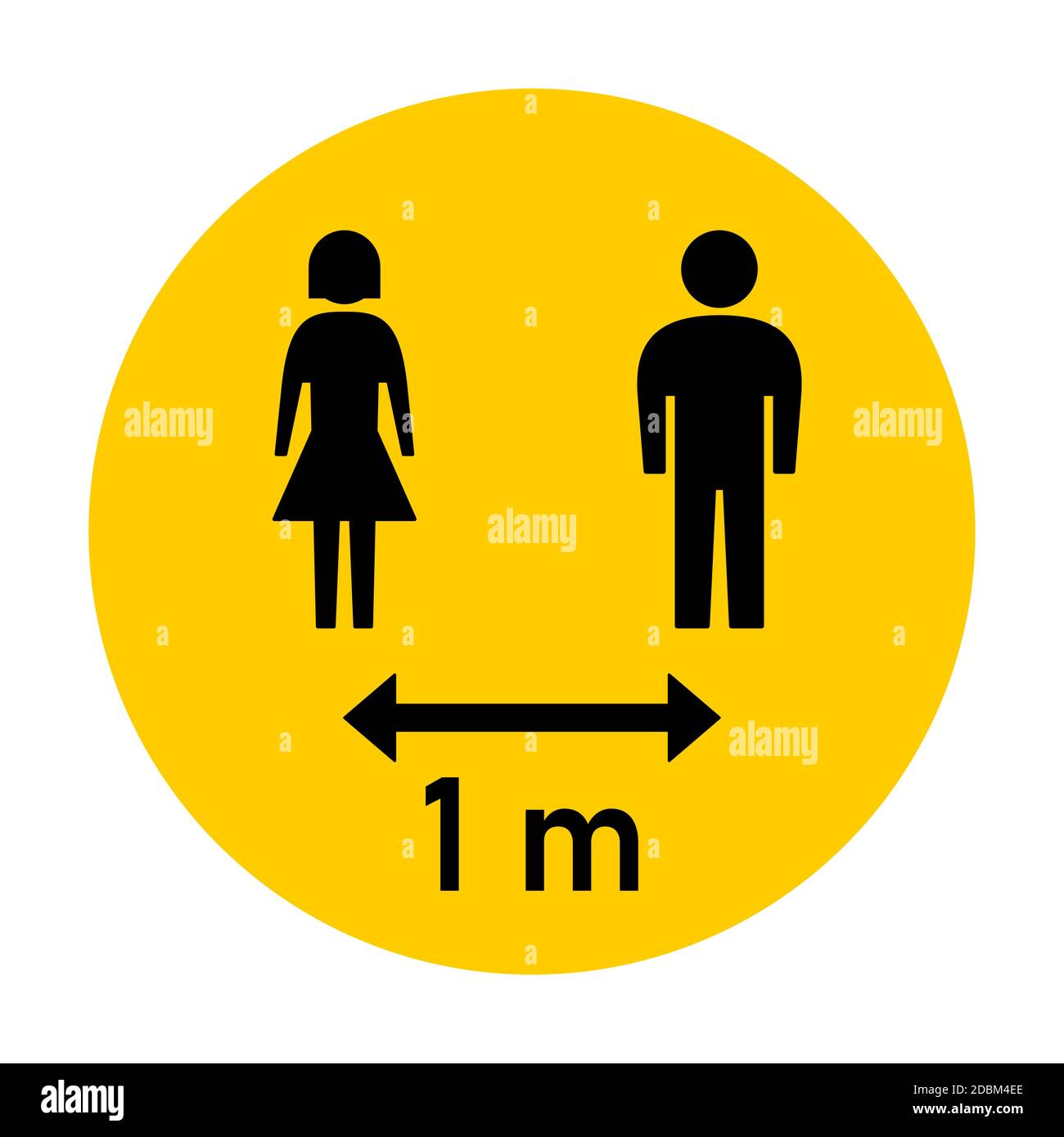 Keep Your Distance 1 m or 1 Metre Round Social Distancing Instruction ...
