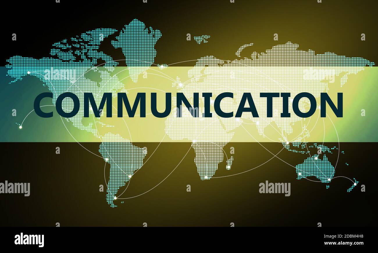 Communication concept with global world map, 3d rendering Stock Photo ...