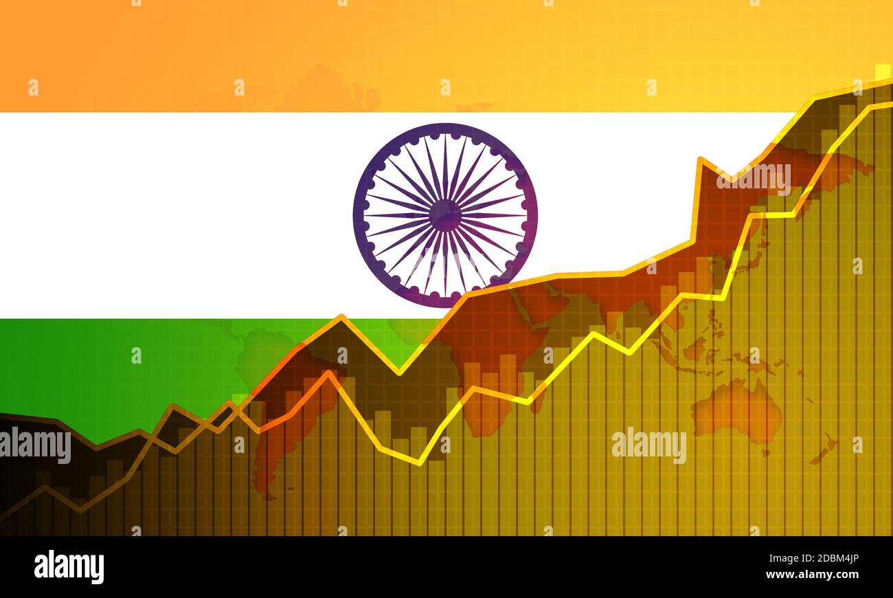 India economy growing up with graph chart, 3d rendering Stock Photo - Alamy