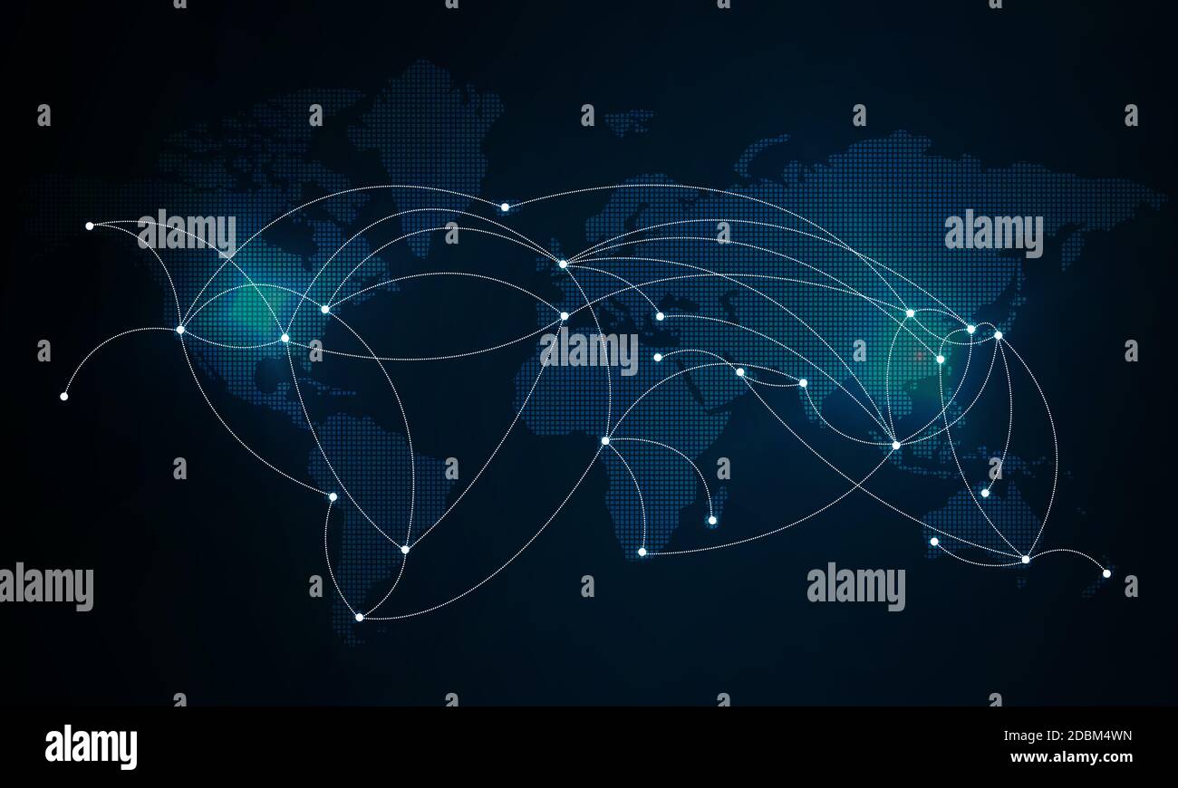World map with destination marker dots, 3d rendering Stock Photo - Alamy