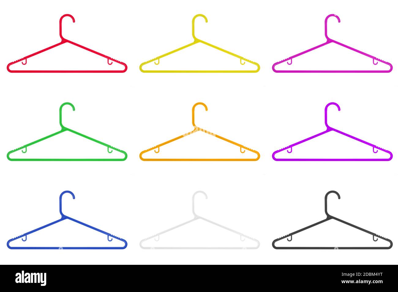 Colored clothes hangers isolated on a white background Stock Photo - Alamy