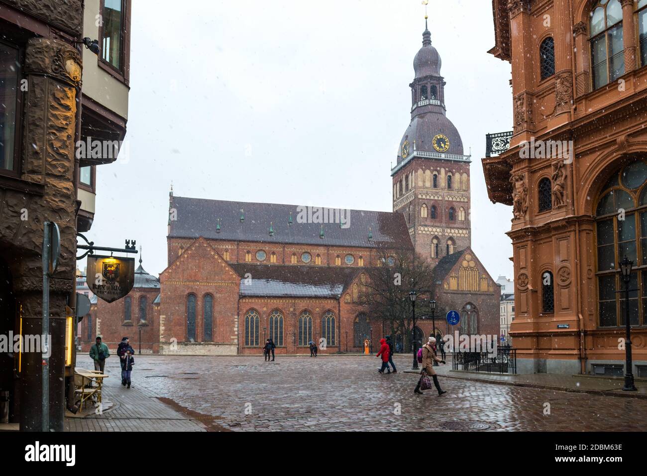 Riga Cathedral on Dome Square at the historical center in the old town ...