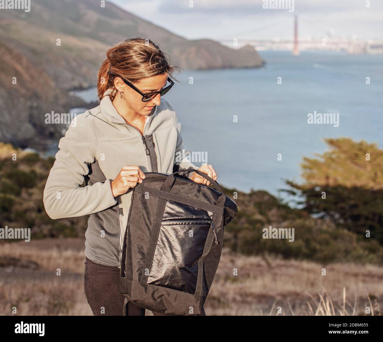 Backpacker atÃ‚Â Marin Headlands, California, USA Stock Photo - Alamy