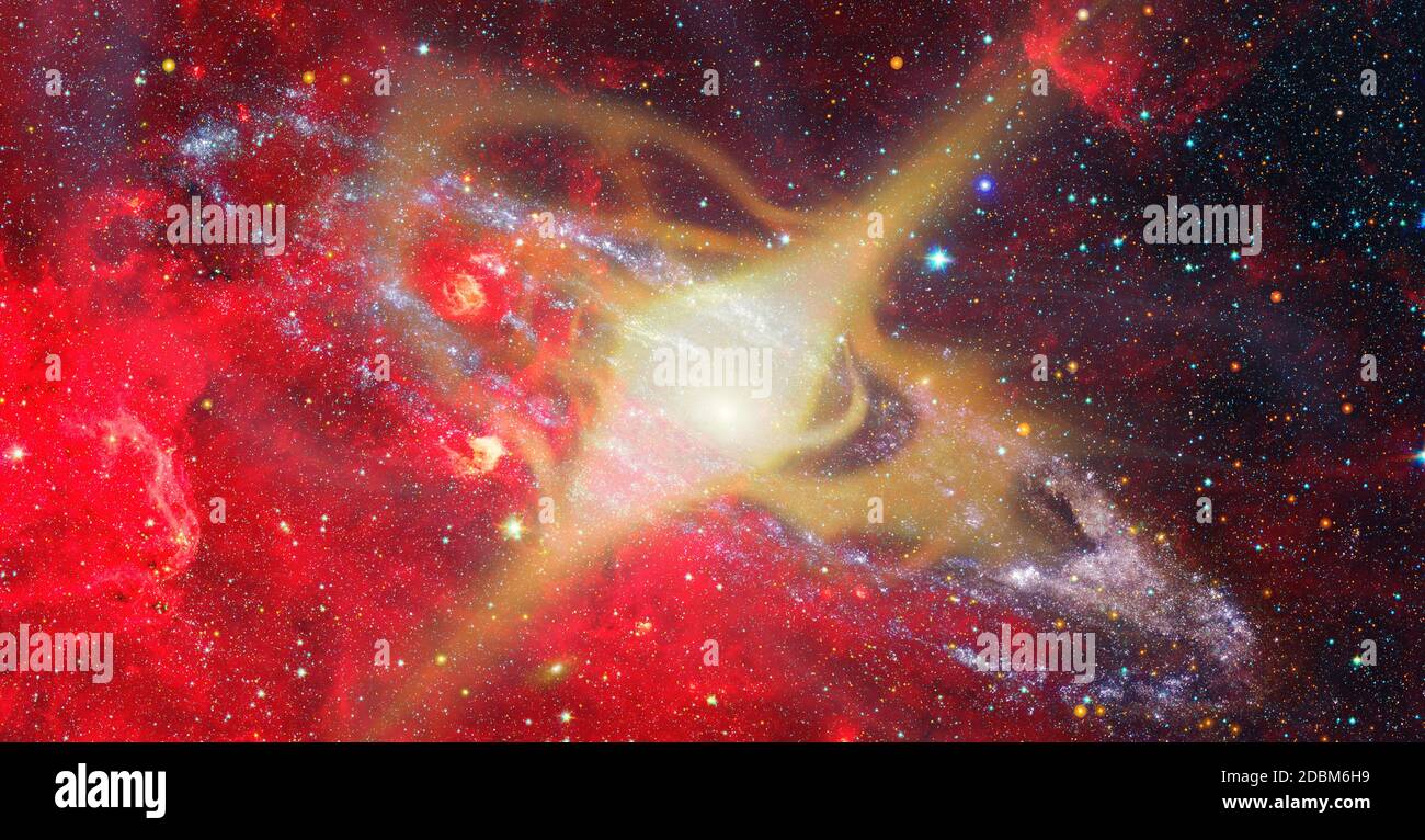 Star explosion in a galaxy of an unknown universe. Elements of this ...