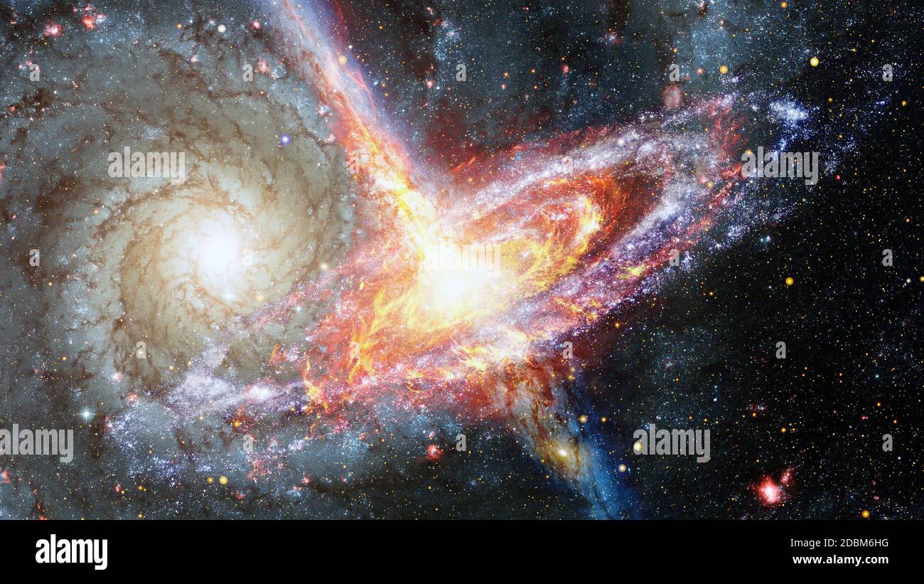 Space landscape with nebula and pulsar star. Elements of this image ...