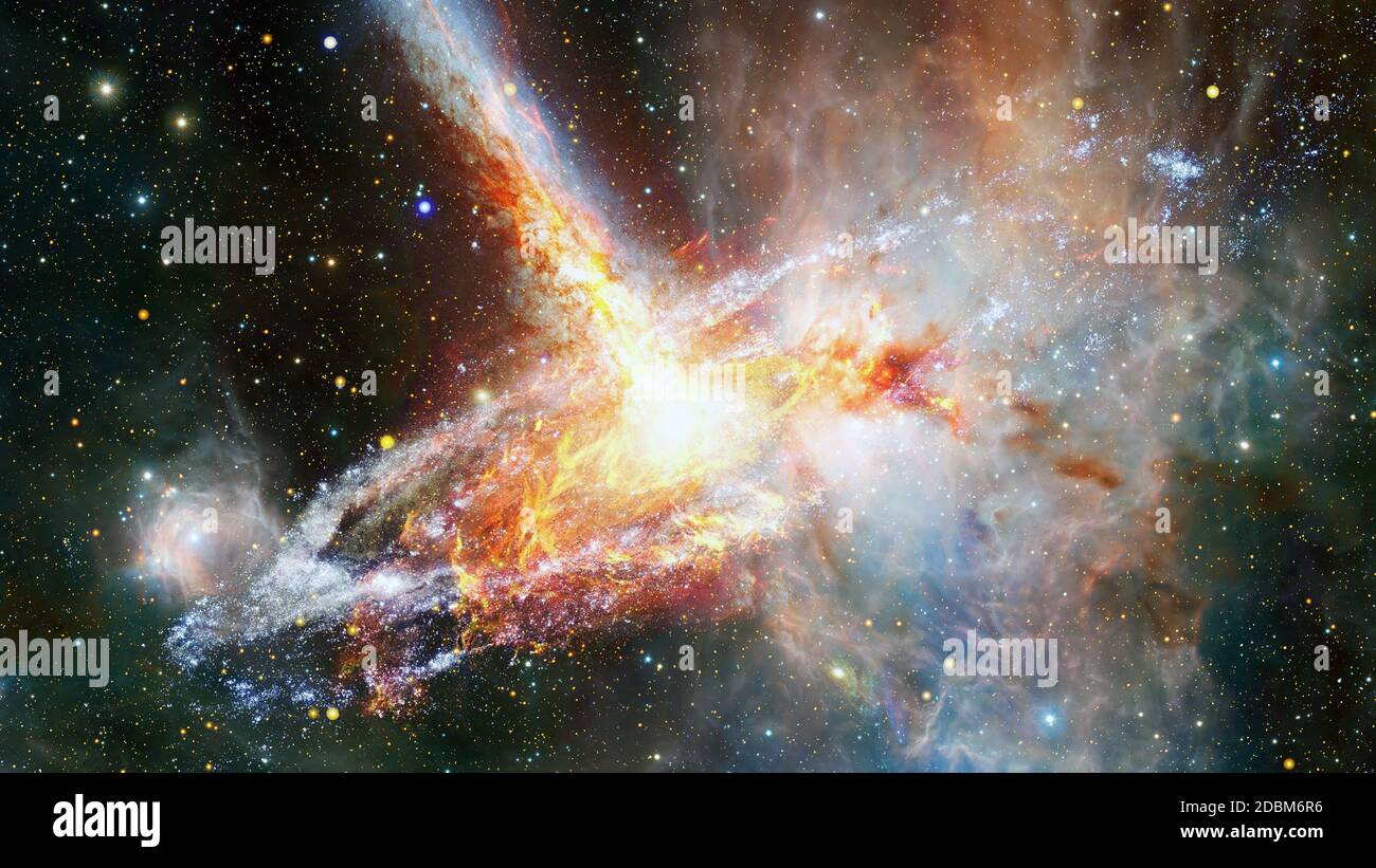 Space landscape with nebula and pulsar star. Elements of this image ...