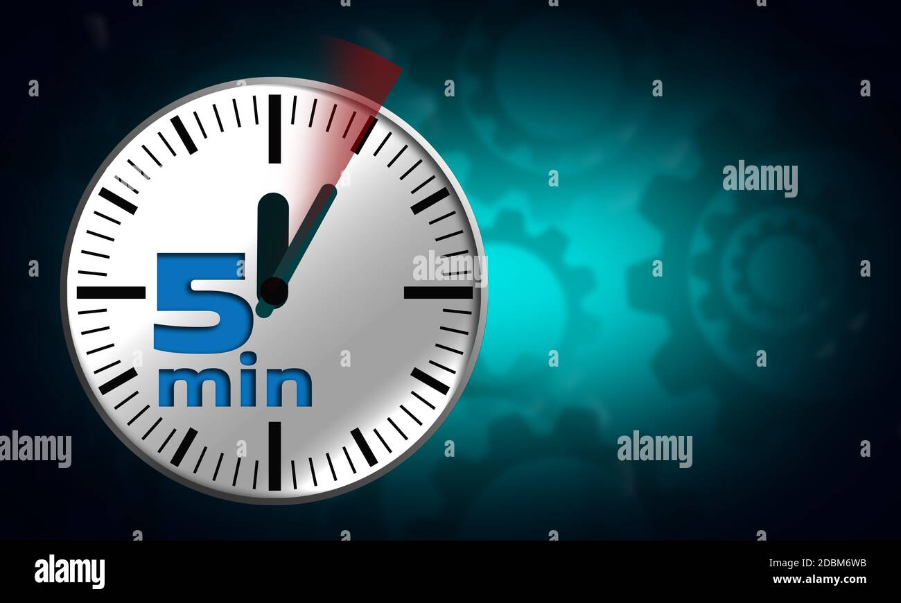 Clock face with five minutes timer, 3d rendering Stock Photo - Alamy