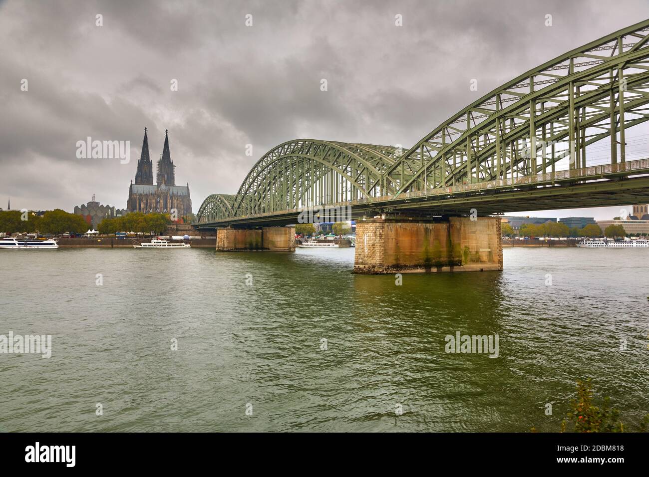 View on Cologne Cathedral and Hohenzollern Bridge, Germany Stock Photo ...