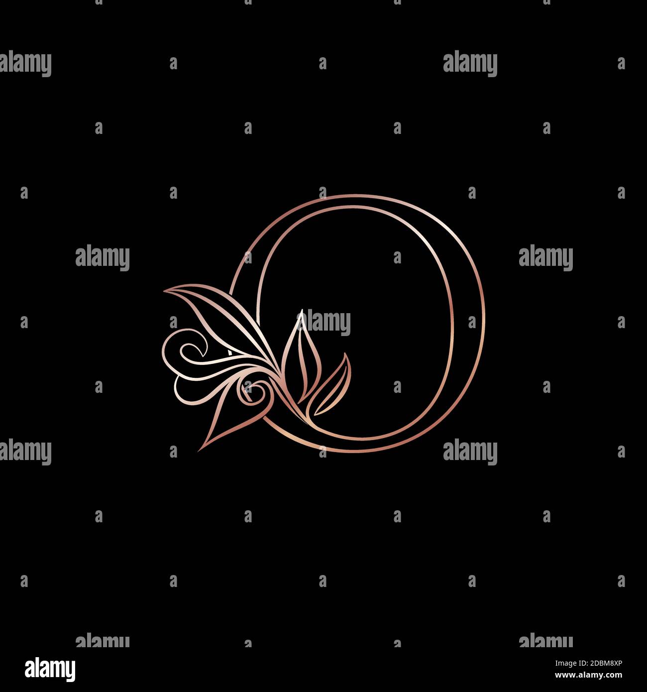 Gold Rose Outline Letter O Luxury Decorative Initial Logo Icon ...