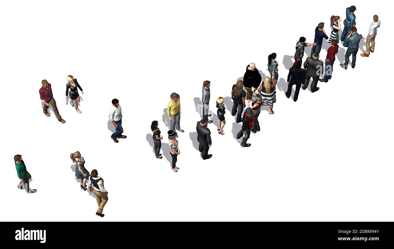 Isolated Person In A Crowd