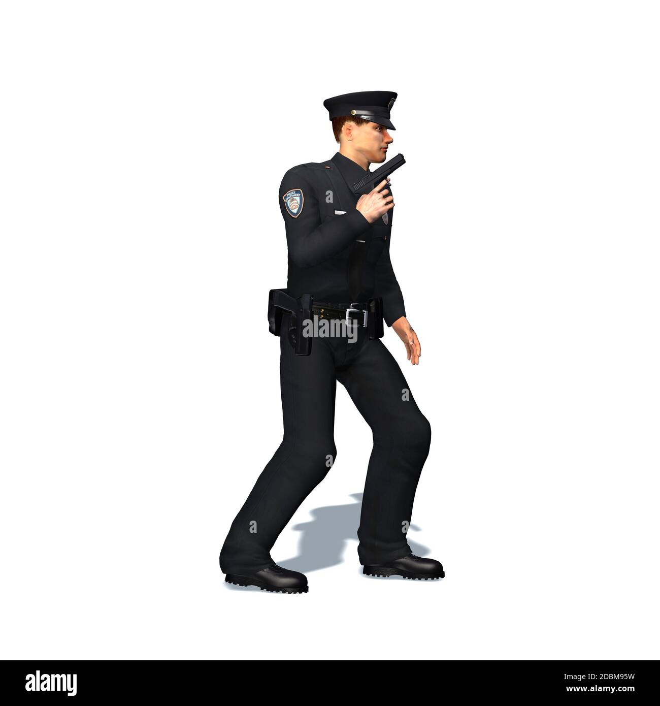 Police officer with pistol - isolated on white background Stock Photo ...