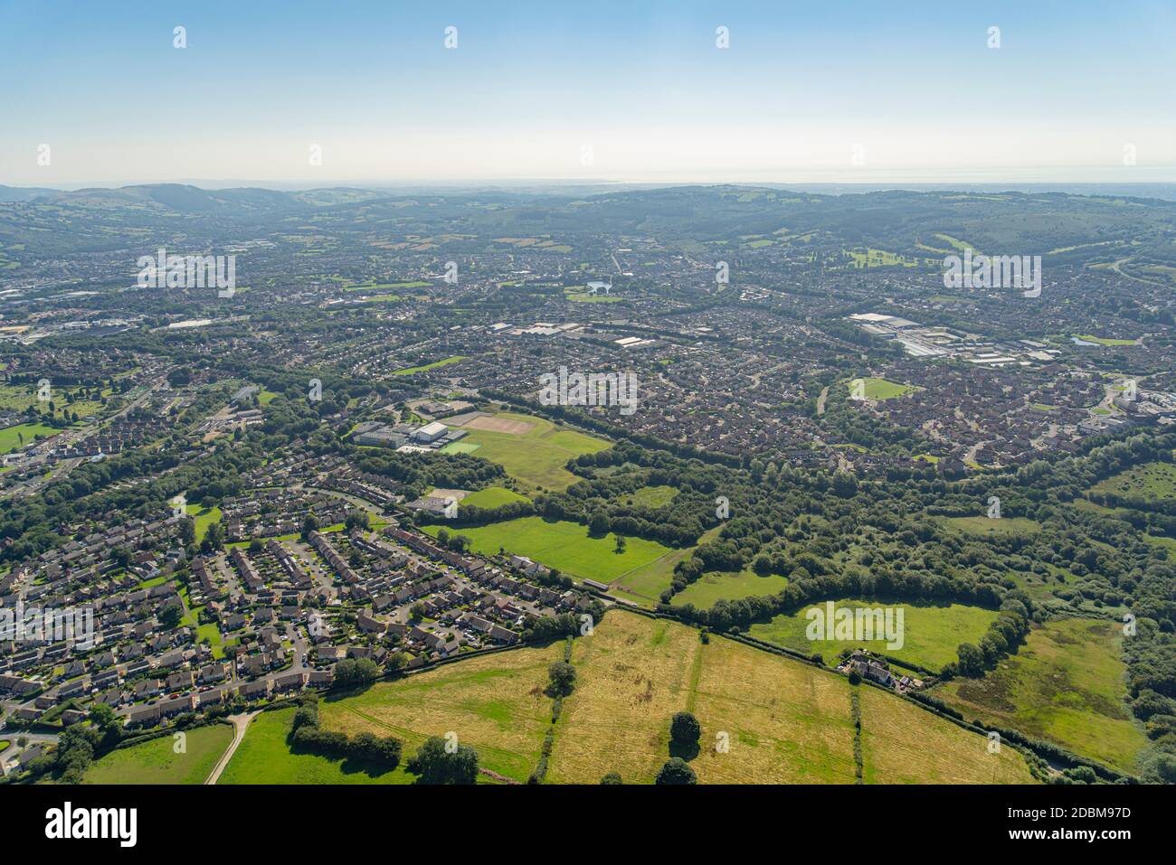 Aerial views of the South Wales Valleys Stock Photo - Alamy