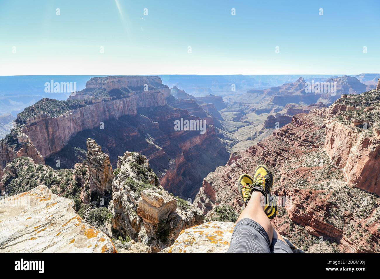 POV perspective of a hiker taking in the Grand Canyon's spectacular ...