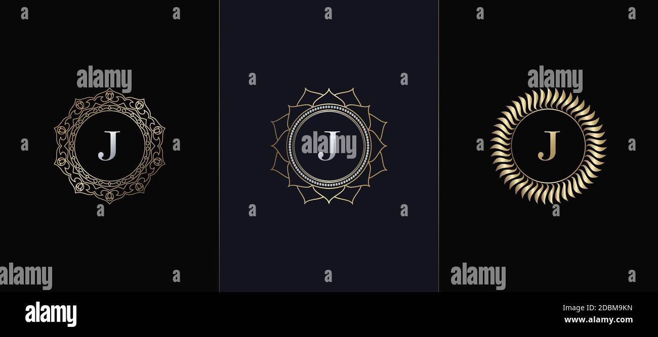 Golden Emblem Letter J Luxury Decoration Initial Logo Icon, Elegance ...