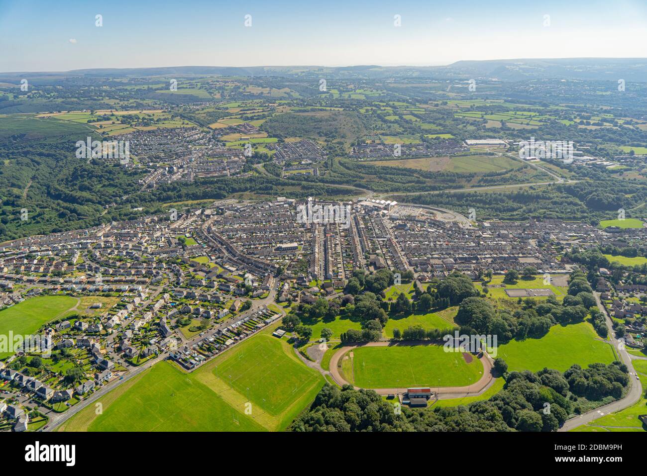 Aerial views of the South Wales Valleys Stock Photo - Alamy