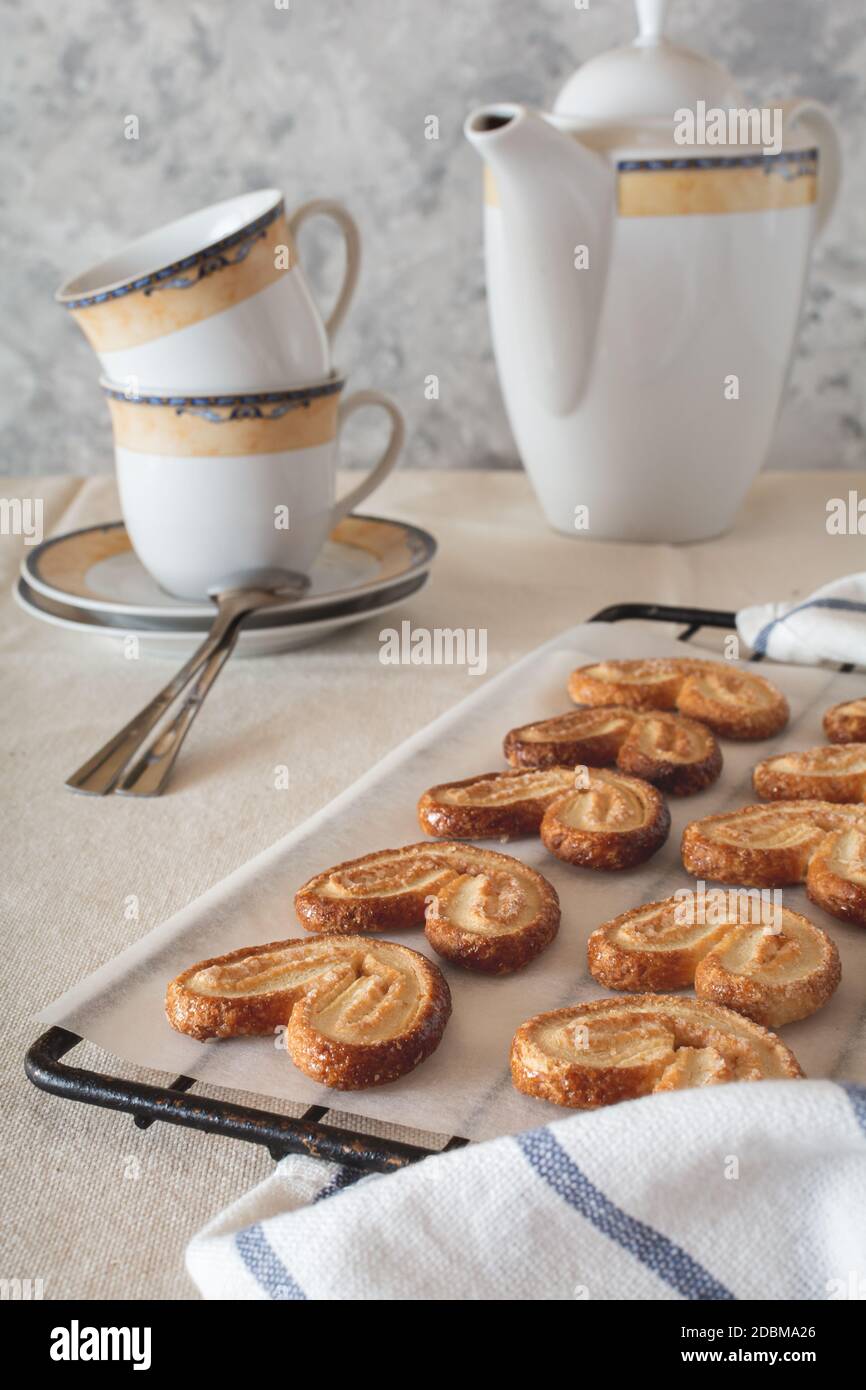 Sweet homemade baked ears. Baking for tea Stock Photo - Alamy
