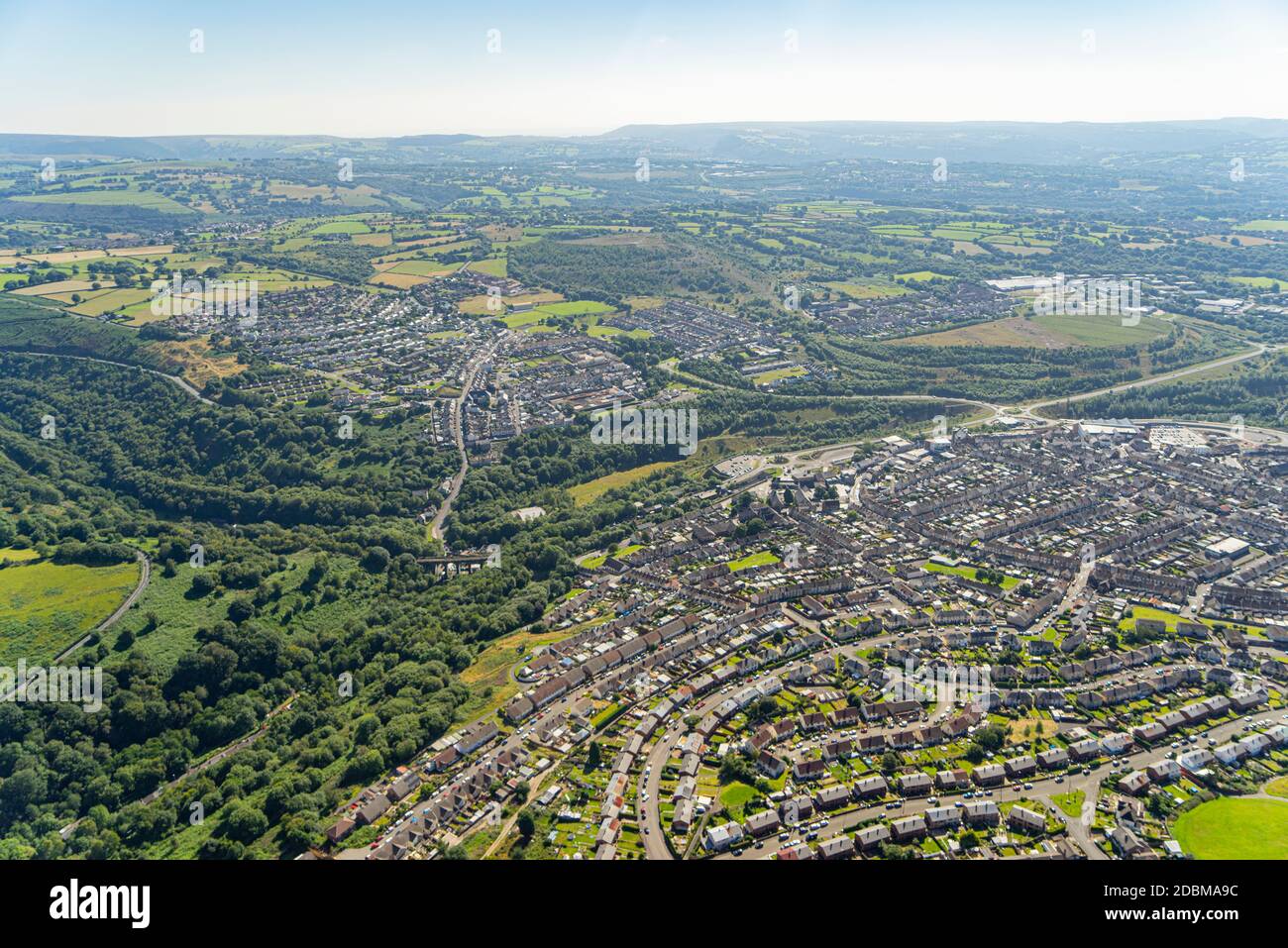 Aerial views of the South Wales Valleys Stock Photo - Alamy