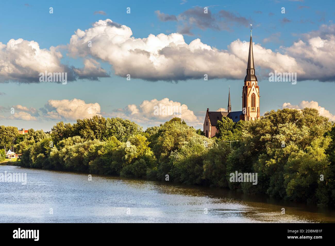 Church on Main river, Frankfurt Stock Photo - Alamy