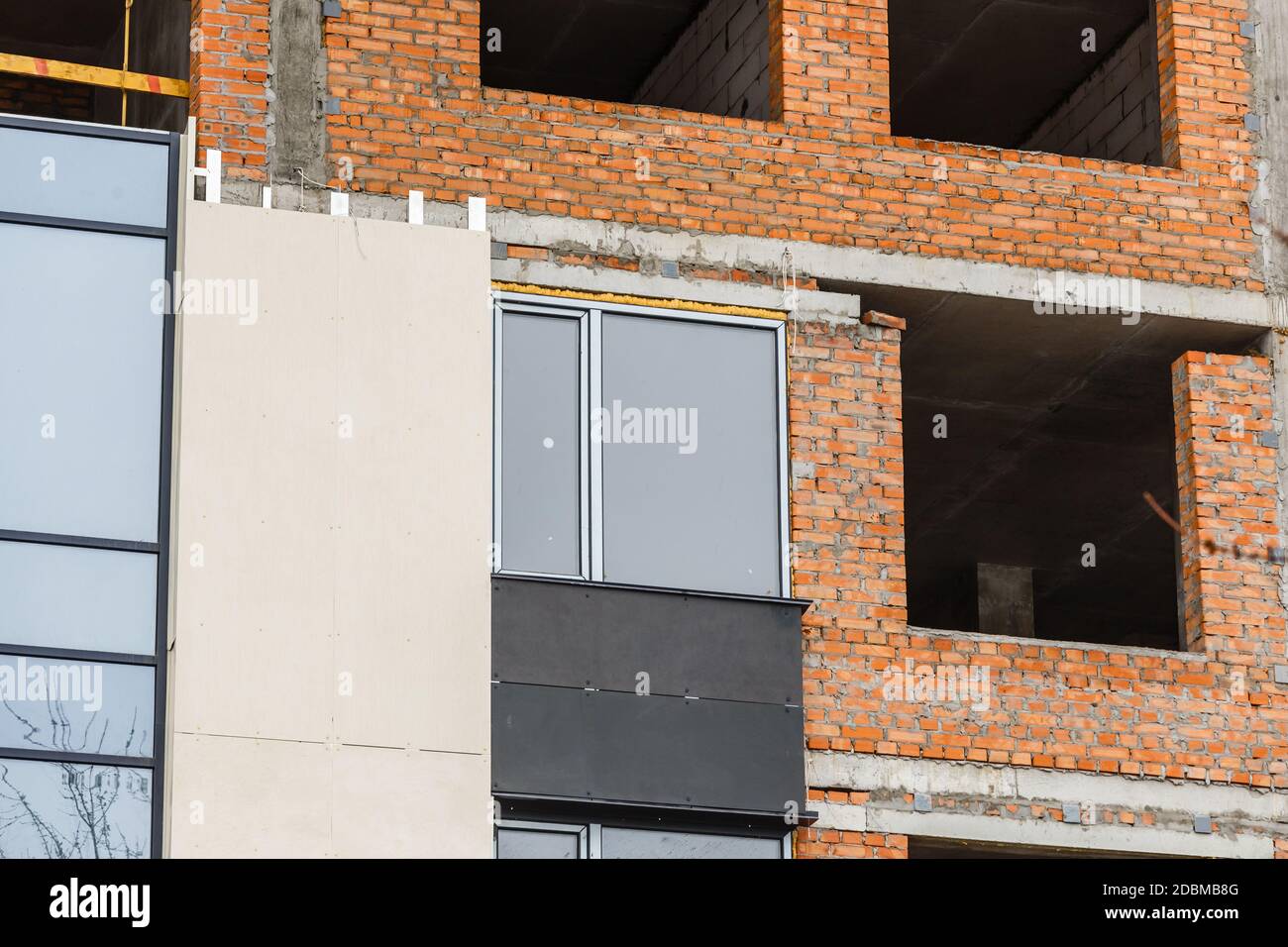 scaffolding on a building wall. building getting a new paint Stock ...