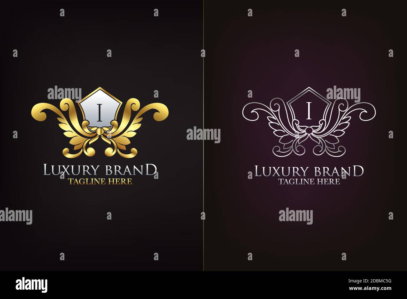 Golden Emblem Letter I Luxury Decoration Initial Logo Icon, Elegance ...