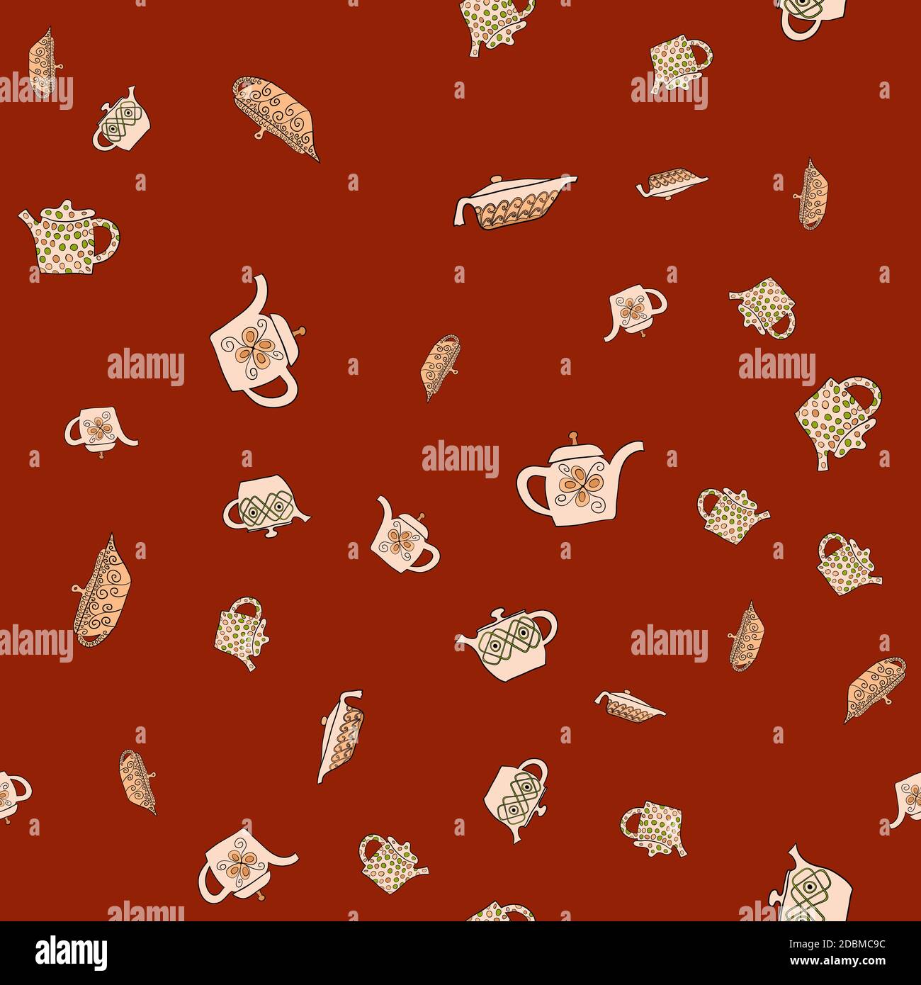 abstract doodle tea pot seamless pattern Stock Photo - Alamy