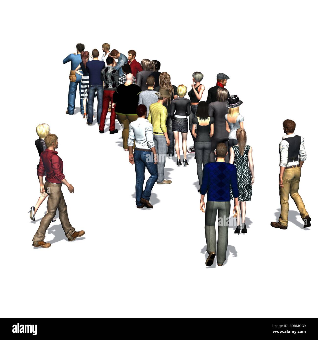 People standing in the row - isolated on white background Stock Photo ...