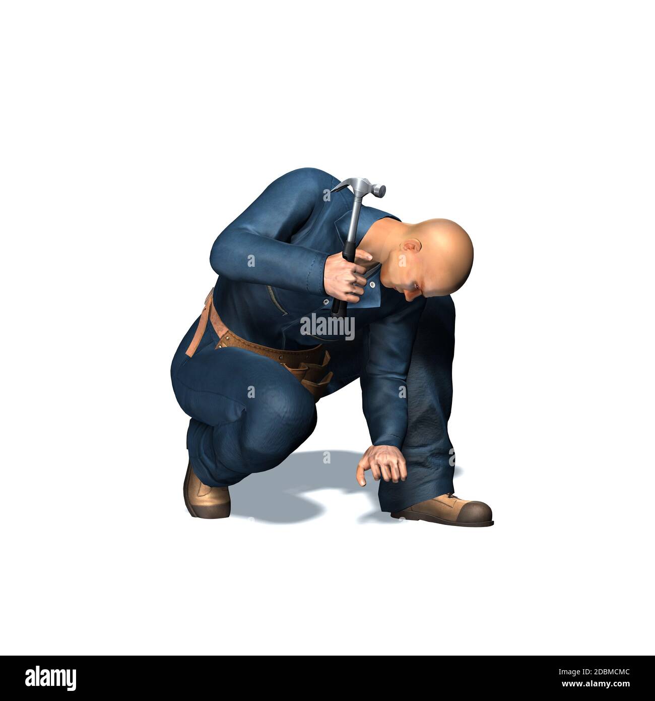 Worker with hammer - isolated on white background Stock Photo - Alamy