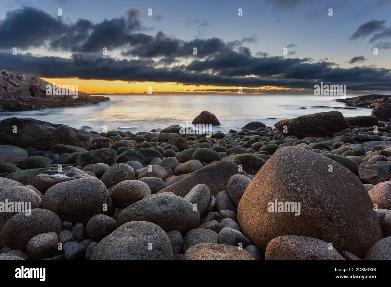 Monument Cove at dawn in Acadia National Park, Maine, USA Stock Photo ...
