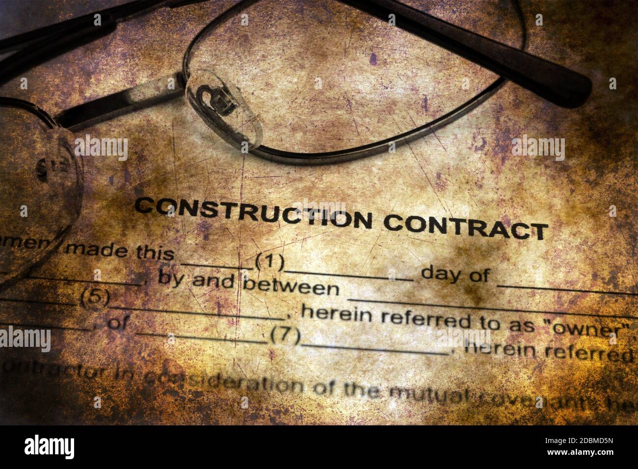 Construction contract grunge concept Stock Photo - Alamy