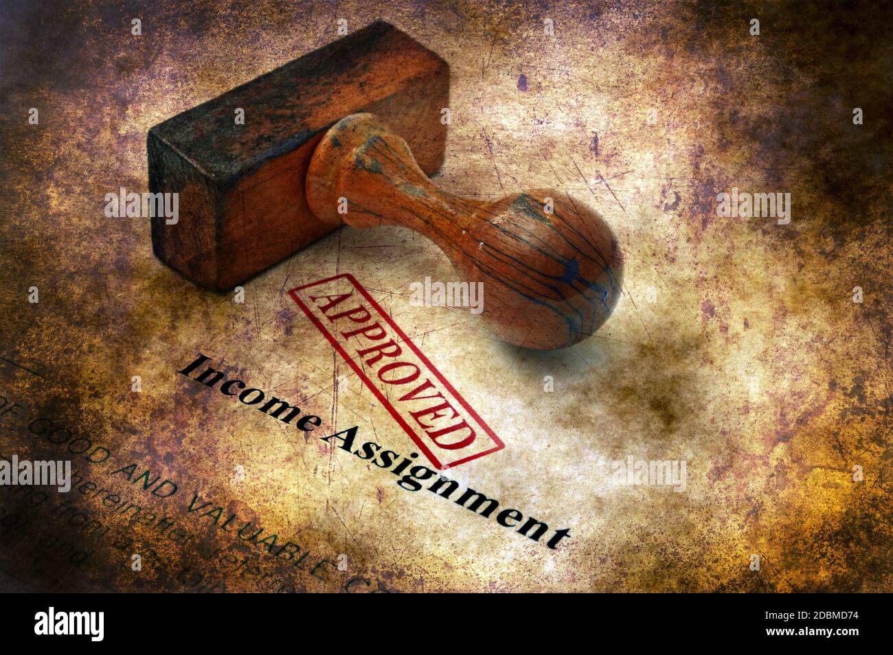 Income assignment - approved grunge concept Stock Photo - Alamy