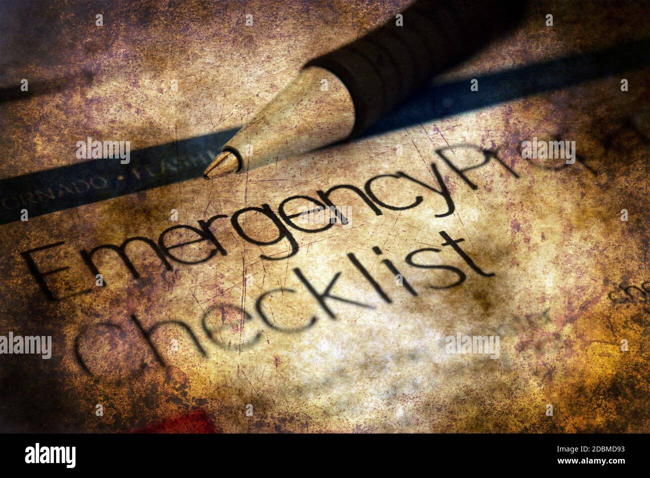 Emergency checklist grunge concept Stock Photo - Alamy