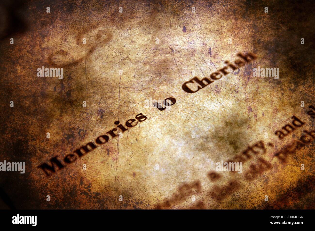 Memories to cherish text on grunge background Stock Photo - Alamy