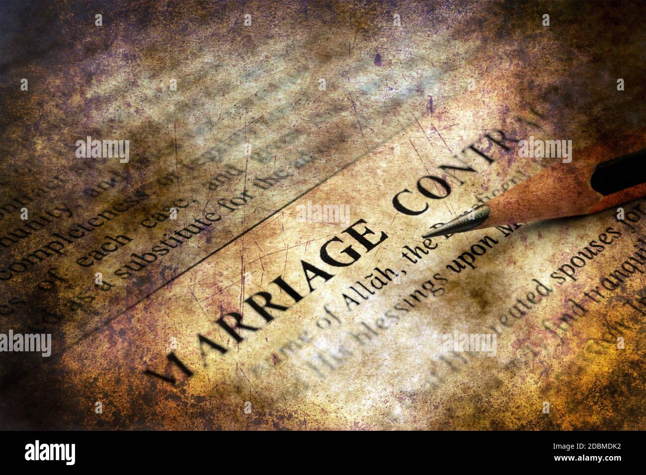 Marriage contract grunge concept Stock Photo - Alamy