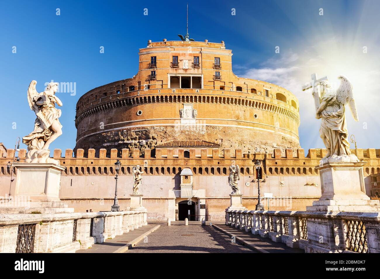 Saint Angel Castle and bridge over the Tiber river in Rome Stock Photo - Alamy