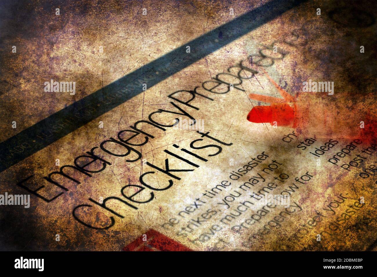 Emergency checklist grunge concept Stock Photo - Alamy
