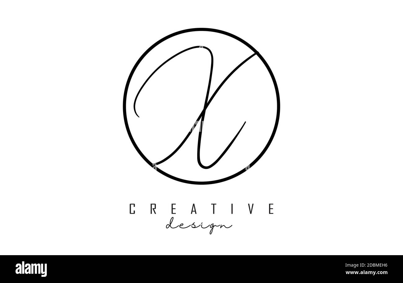 Handwriting letters X logo design with simple circle vector ...
