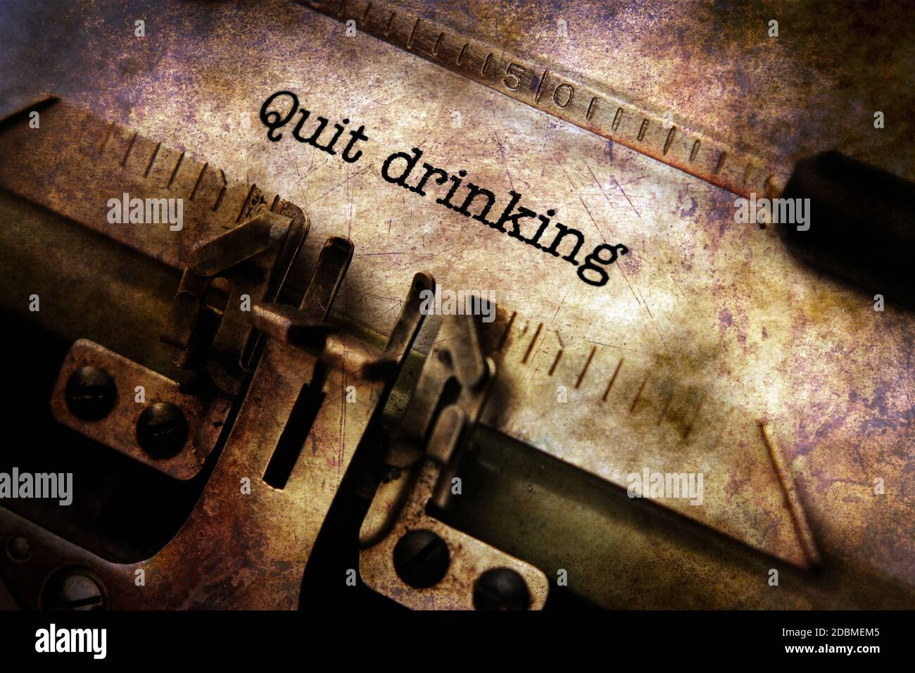 Quit drinking text on typewriter Stock Photo - Alamy