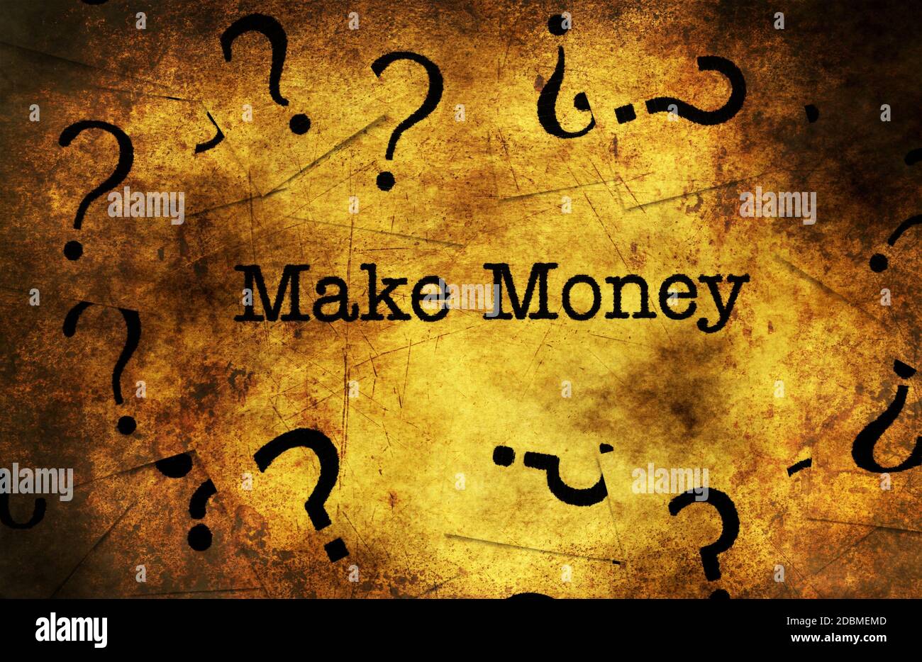 Make money text on grunge background Stock Photo - Alamy